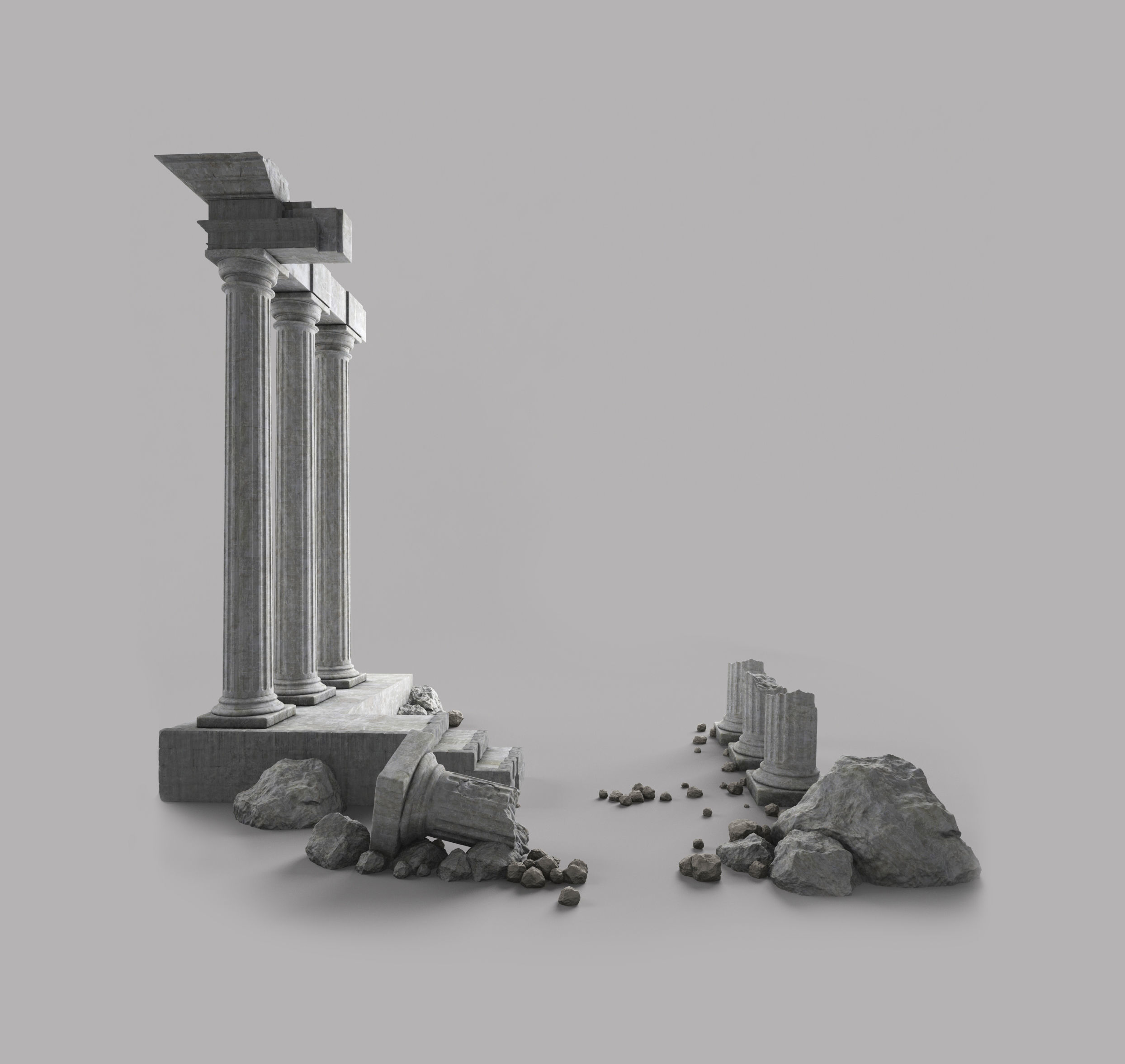Damaged Pillars 3D model | CGTrader