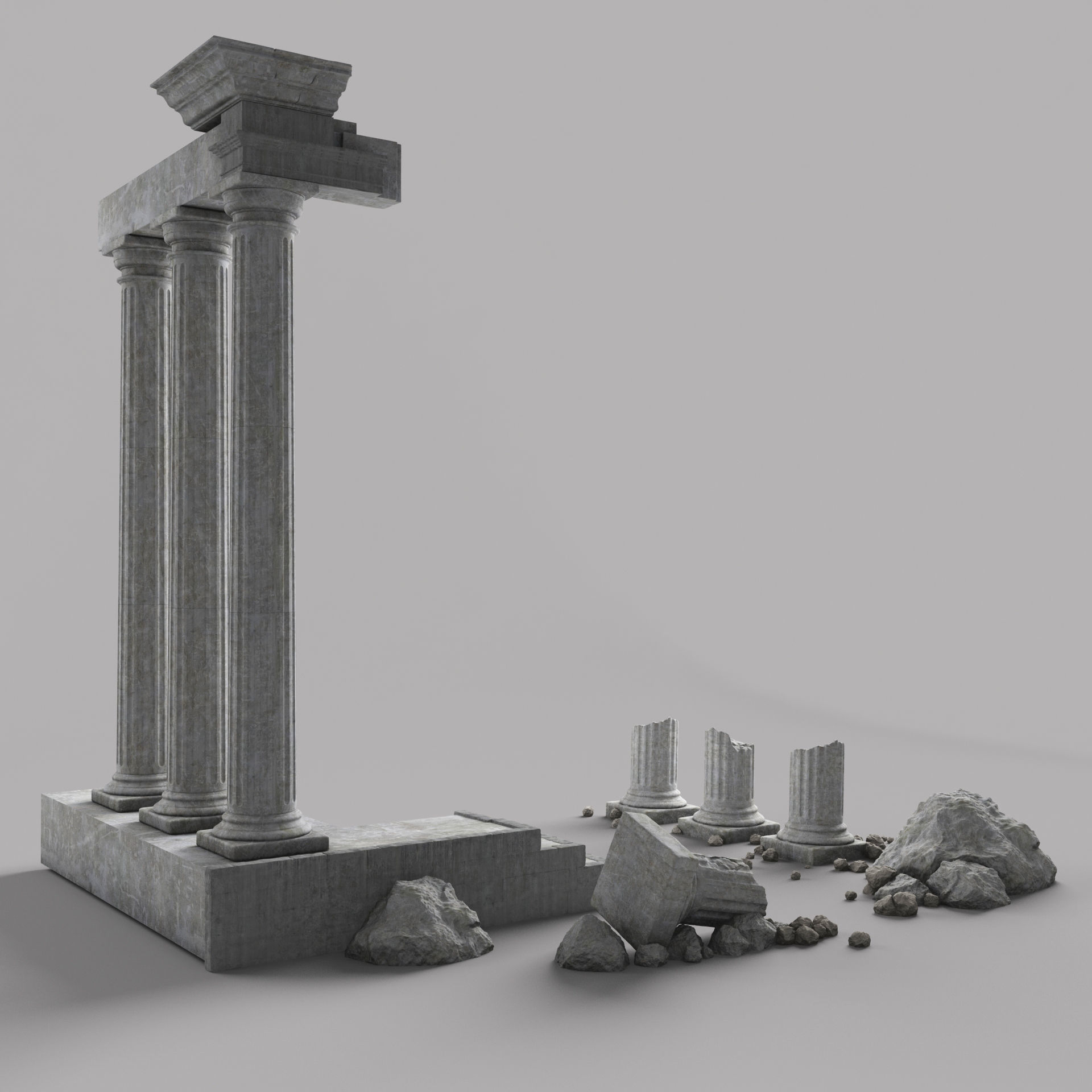 Damaged Pillars 3D model | CGTrader