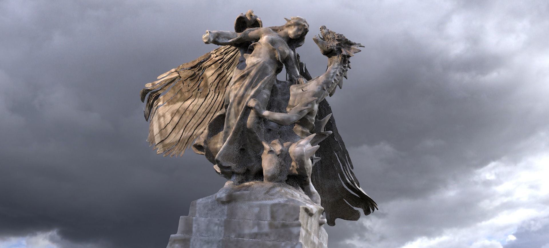 Angel and Demon statue 2 3D model | CGTrader