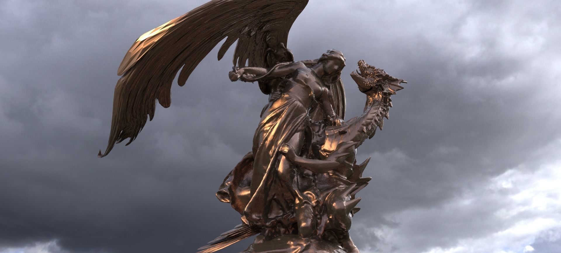 Angel and Demon statue 5 3D model | CGTrader