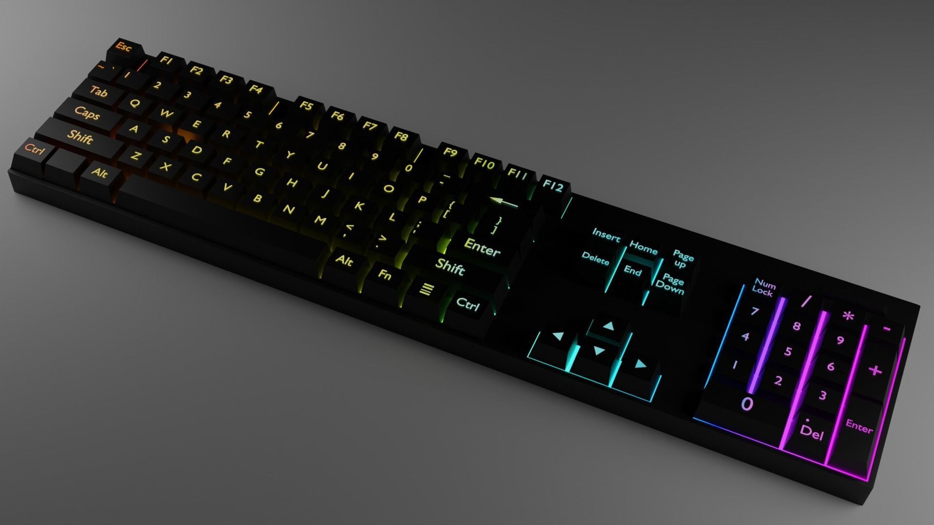 Gaming keyboard rgb 3D model rigged | CGTrader