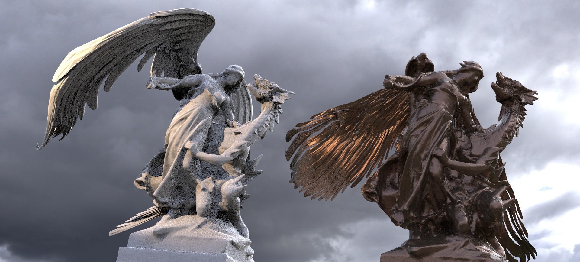 Angel and Demon statue 2 designs 3D model | CGTrader