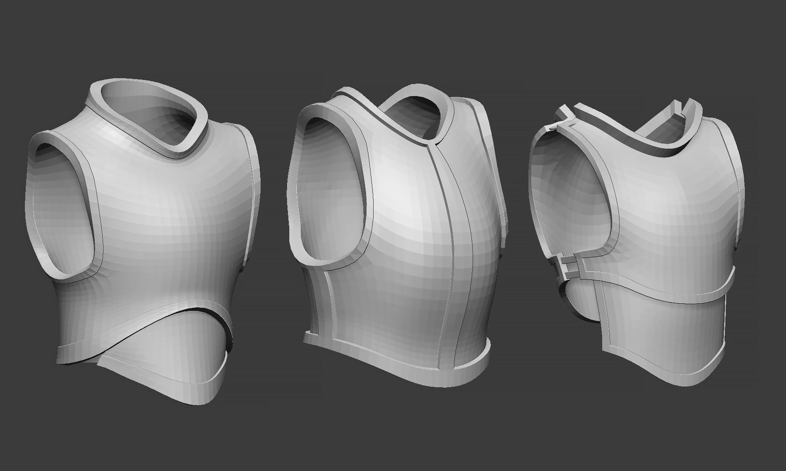 20 Low poly medieval fantasy body armor base mesh IMM brush 3D model ...