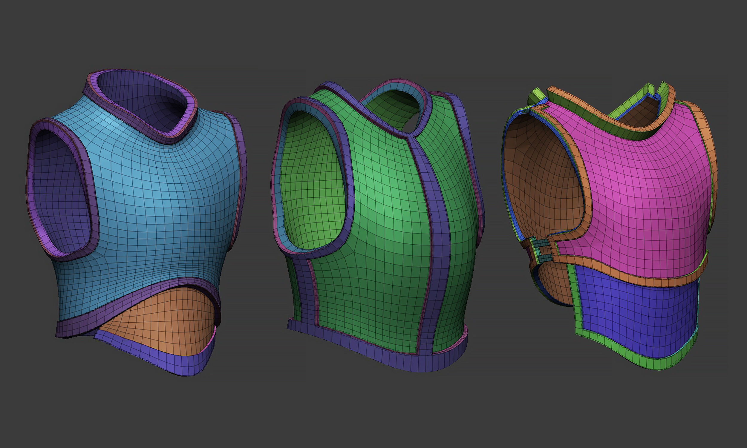 20 Low poly medieval fantasy body armor base mesh IMM brush 3D model ...