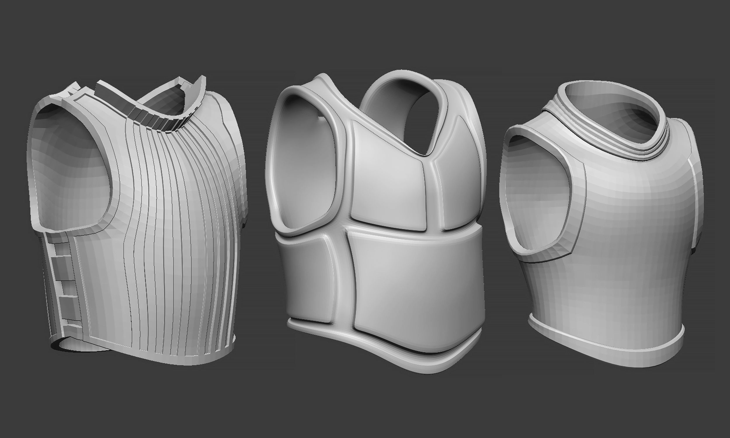20 Low poly medieval fantasy body armor base mesh IMM brush 3D model ...