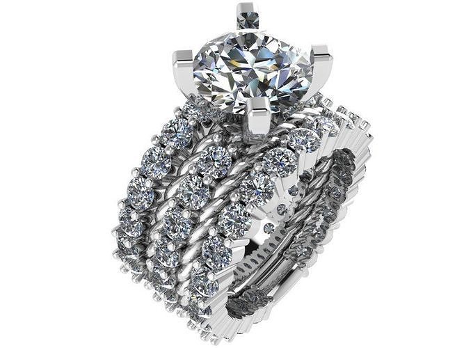 Peg Head Diamond Rope Ring 0542 3D model 3D printable | CGTrader