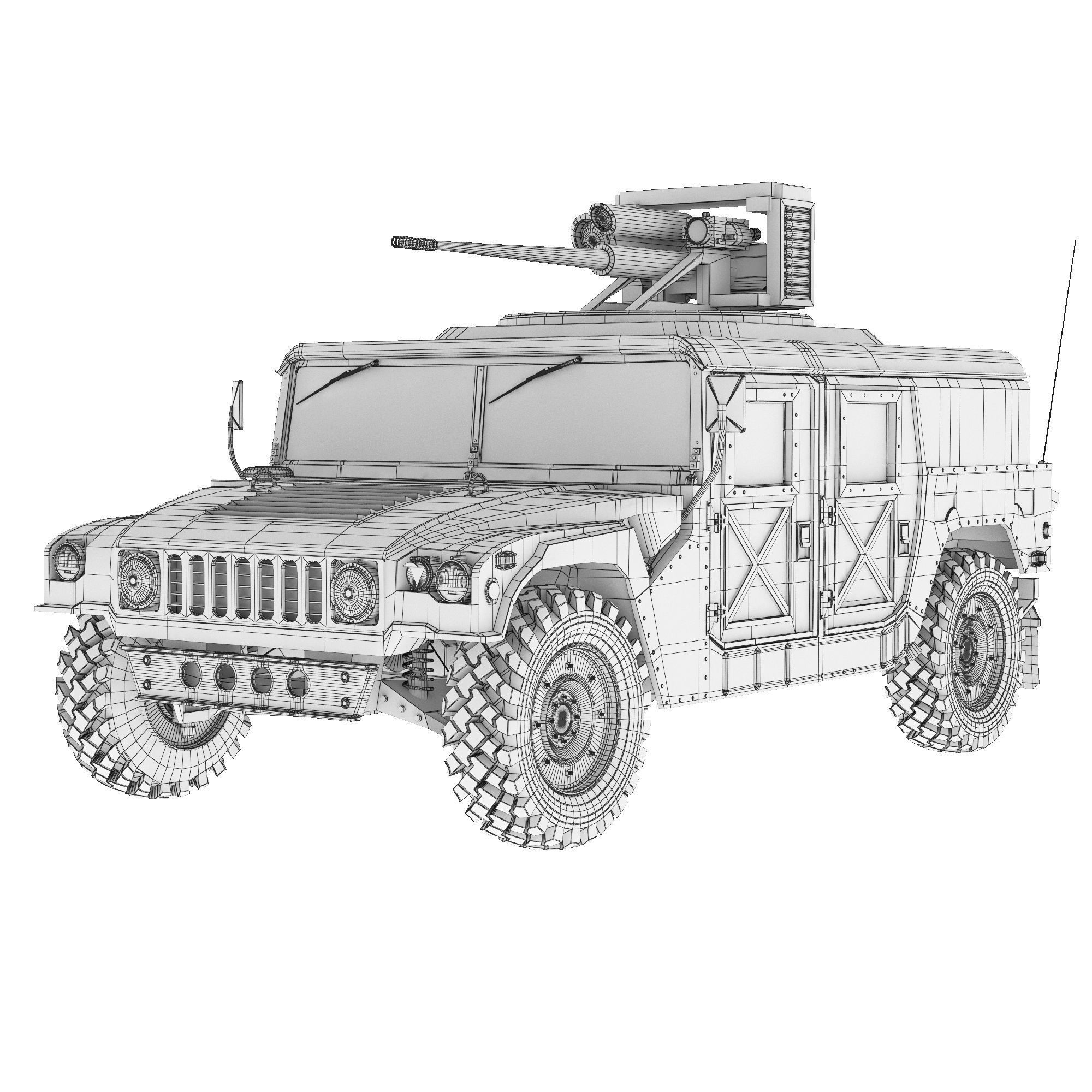 Humvee Military M242 Bushmaster 1989 3D model | CGTrader