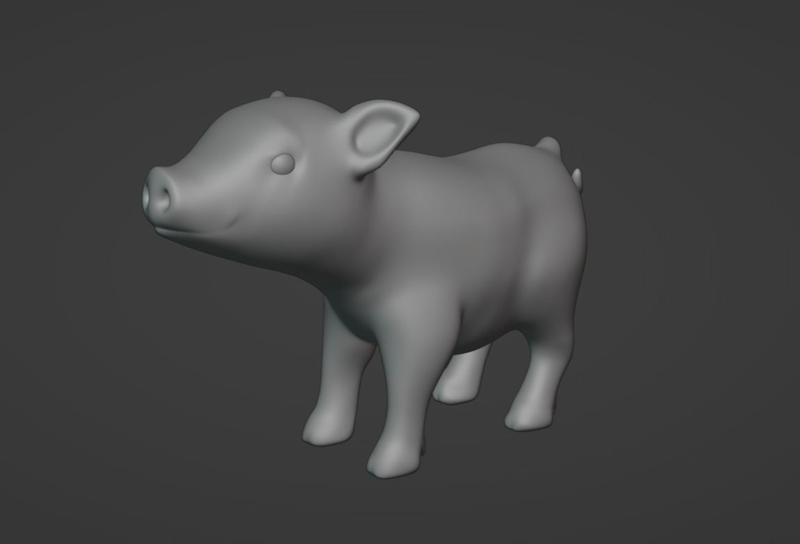 Cartoony piglet and low poly version 3D model | CGTrader