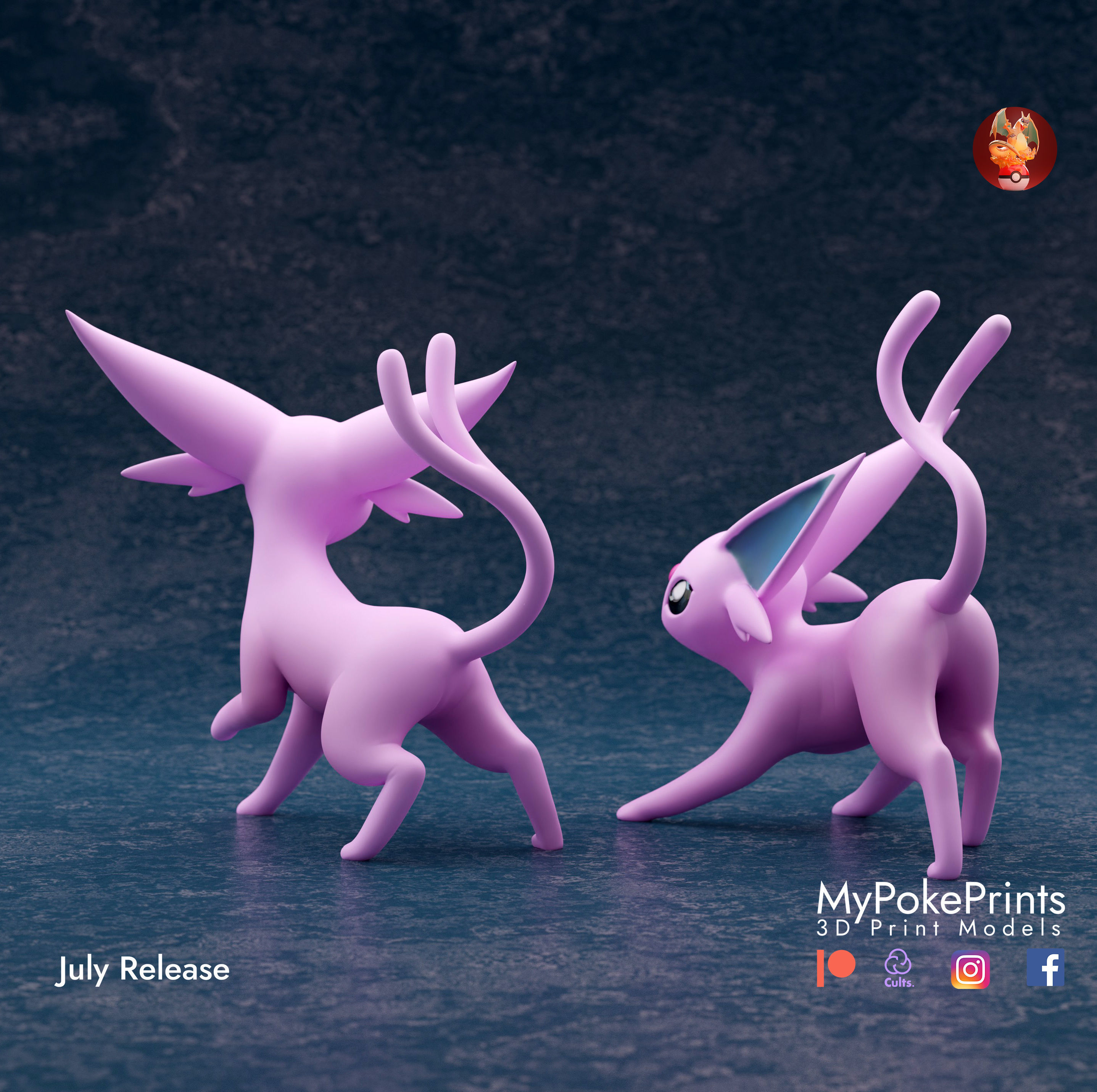 ESPEON 2 POSES - PRE-SUPPORTED POKEMON 3D model 3D printable | CGTrader