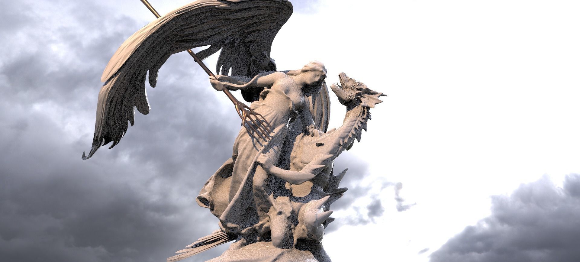 Angel and Demon Battle Statue 3D model | CGTrader