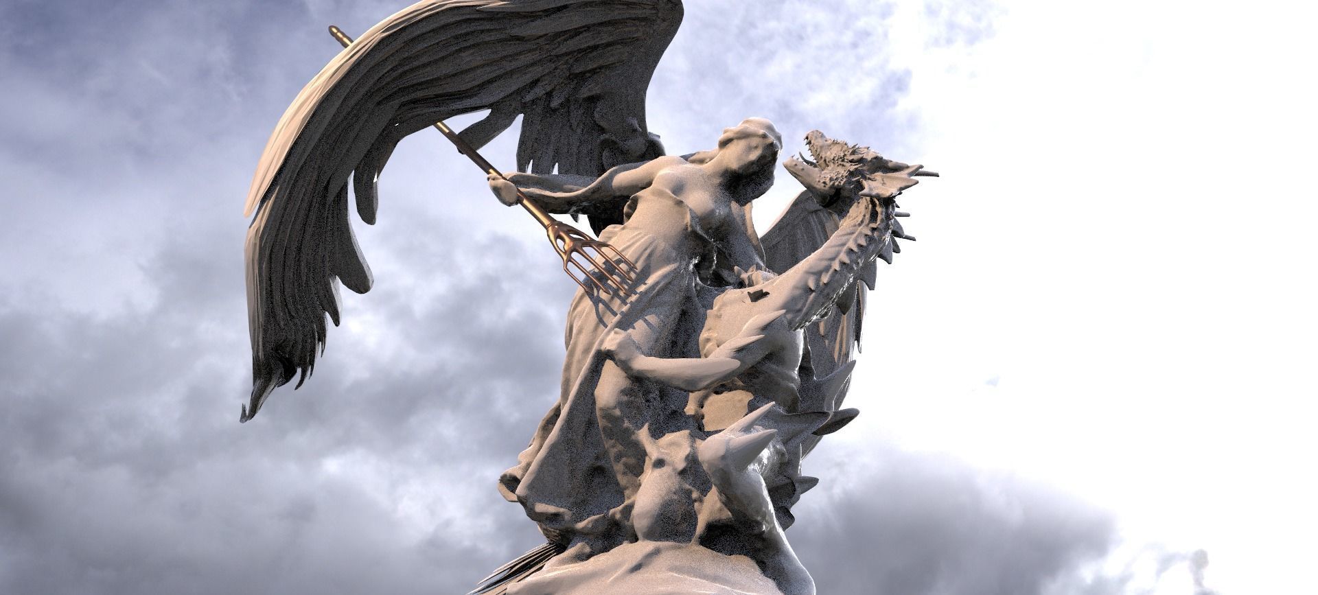 Angel and Demon Battle Statue 3D model | CGTrader