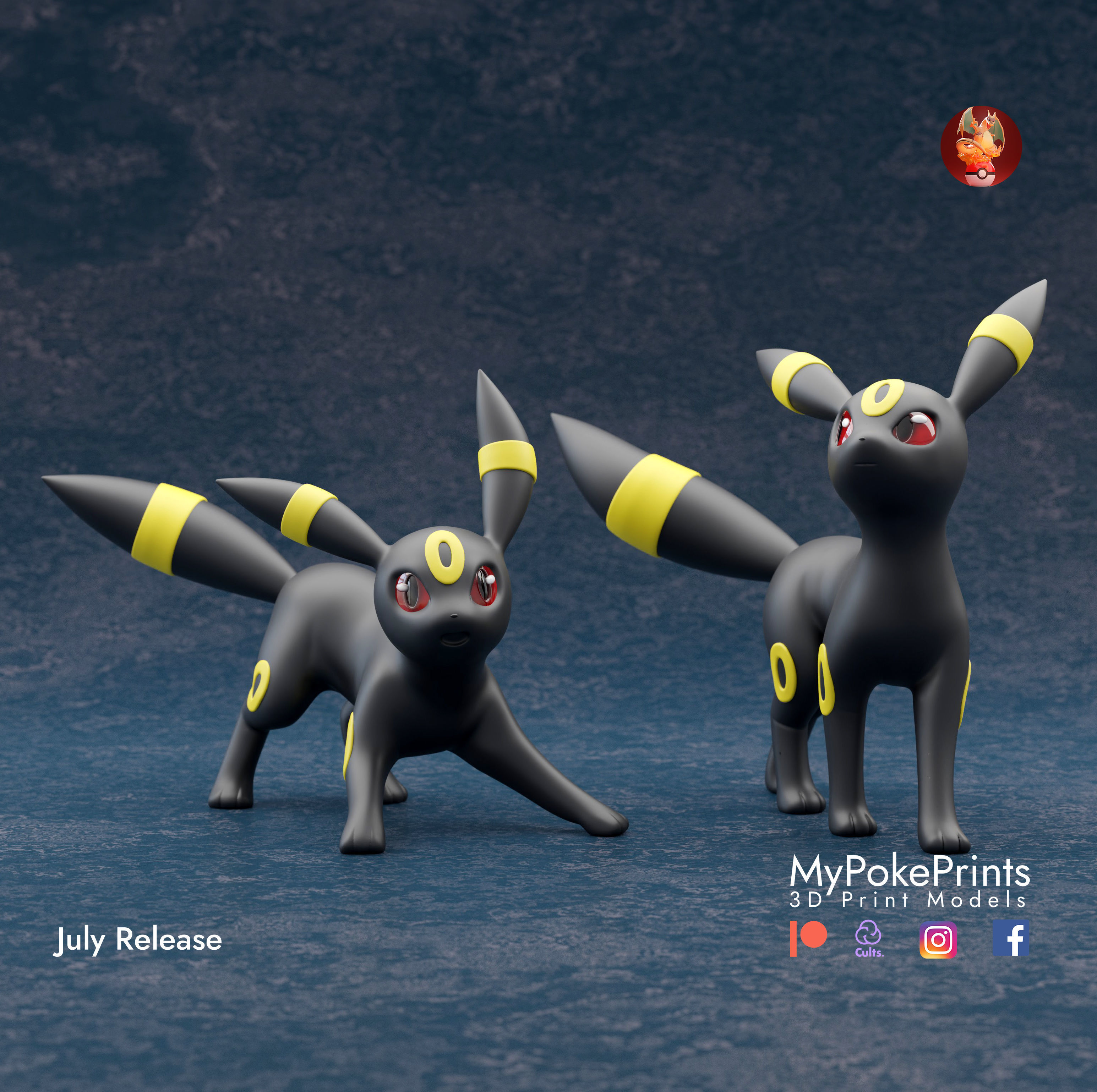 UMBREON 2 POSES - PRE-SUPPORTED EEVEELUTION POKEMON 3D model 3D ...