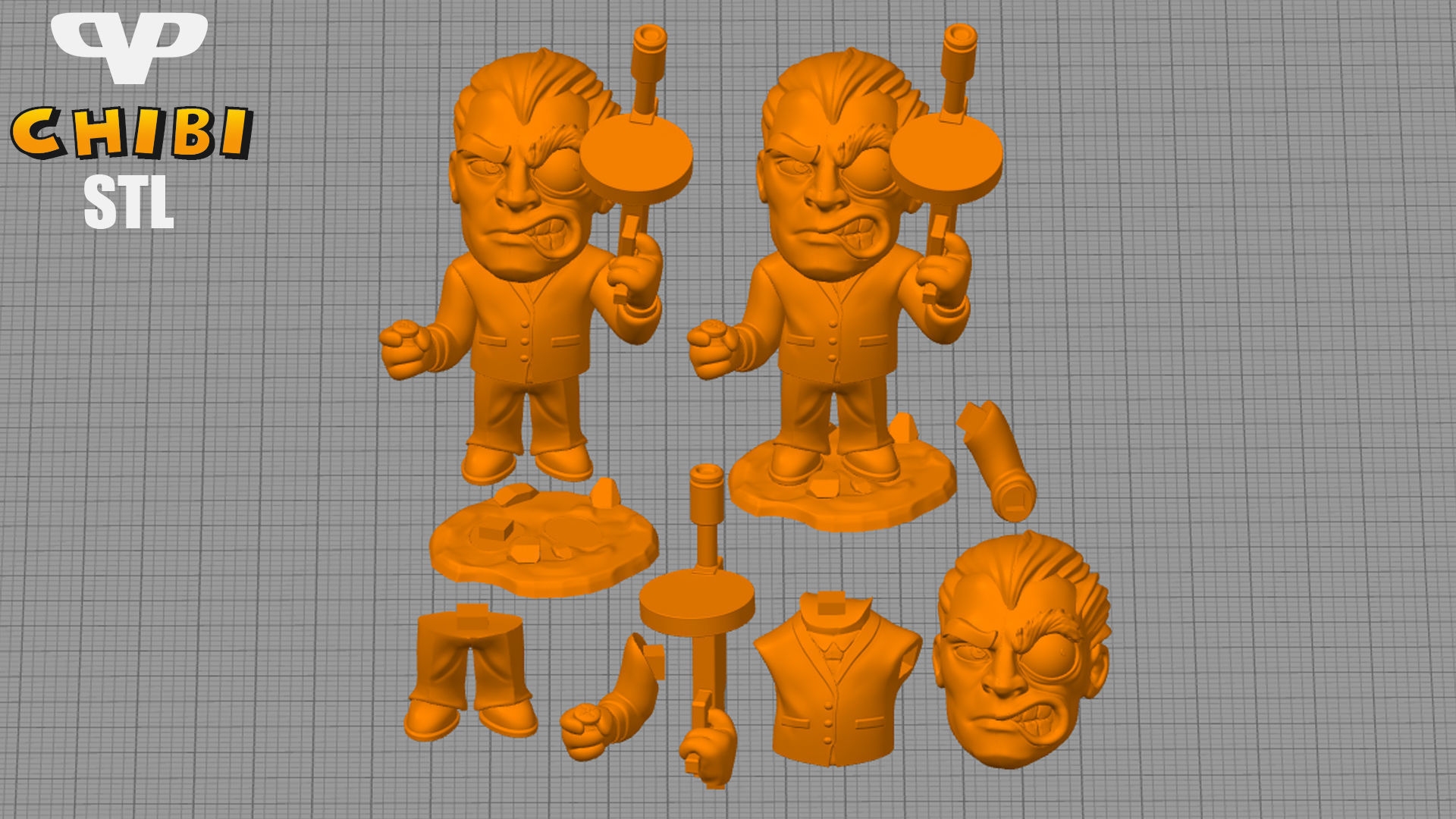 Two Face Chibi Stl For 3d Printing Chibistl 3dxm 3d Model 3d Printable