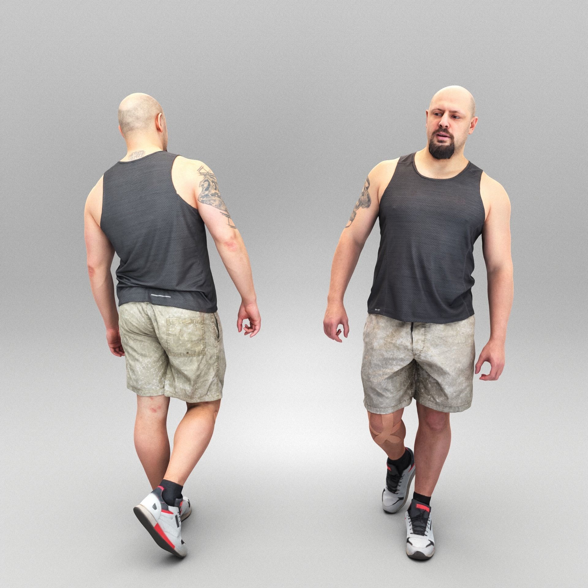 3D model Bald athletic man walking 376 VR / AR / low-poly | CGTrader
