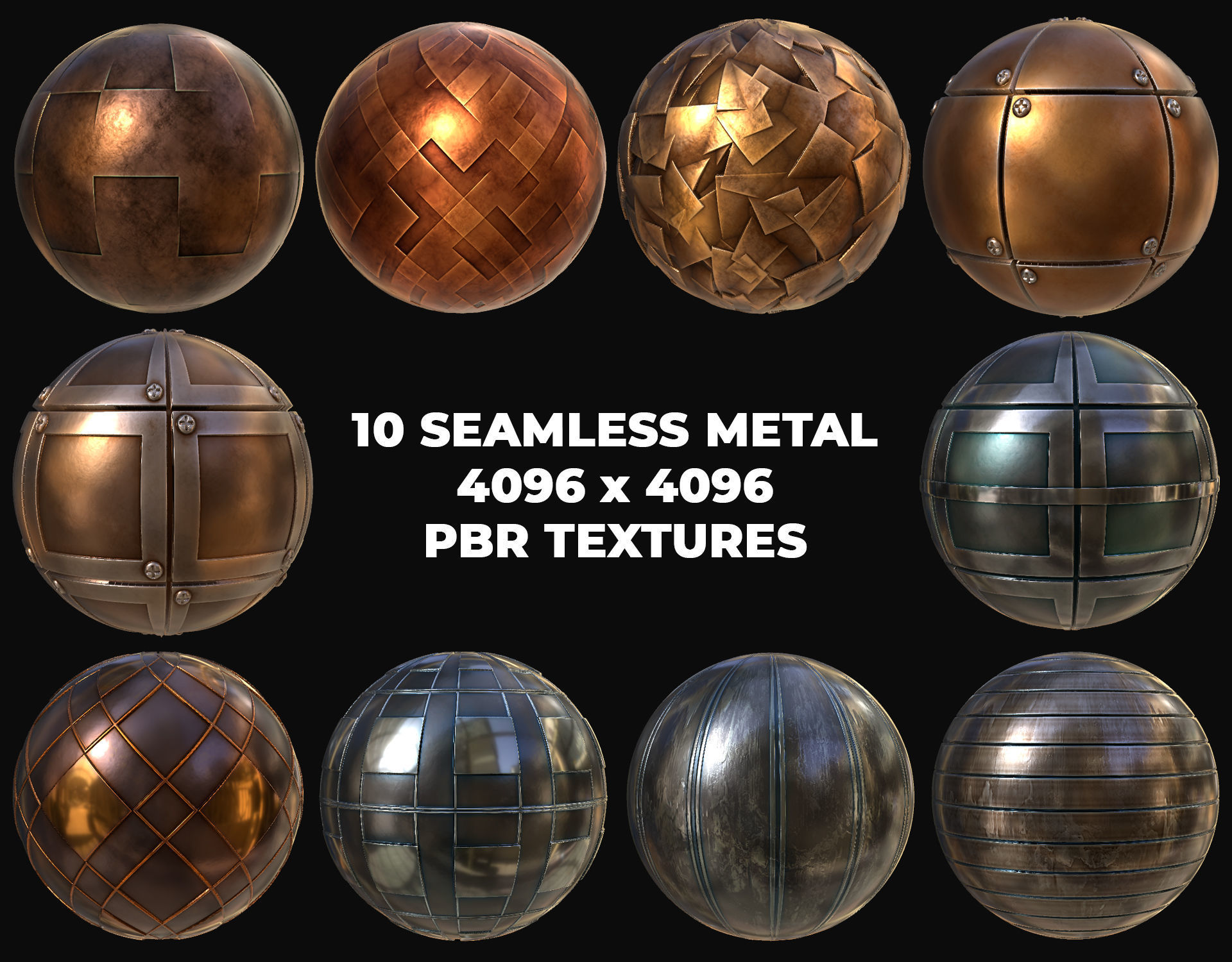 10 Seamless Metal Panels and Grids PBR Materials - Set 2 Texture | CGTrader