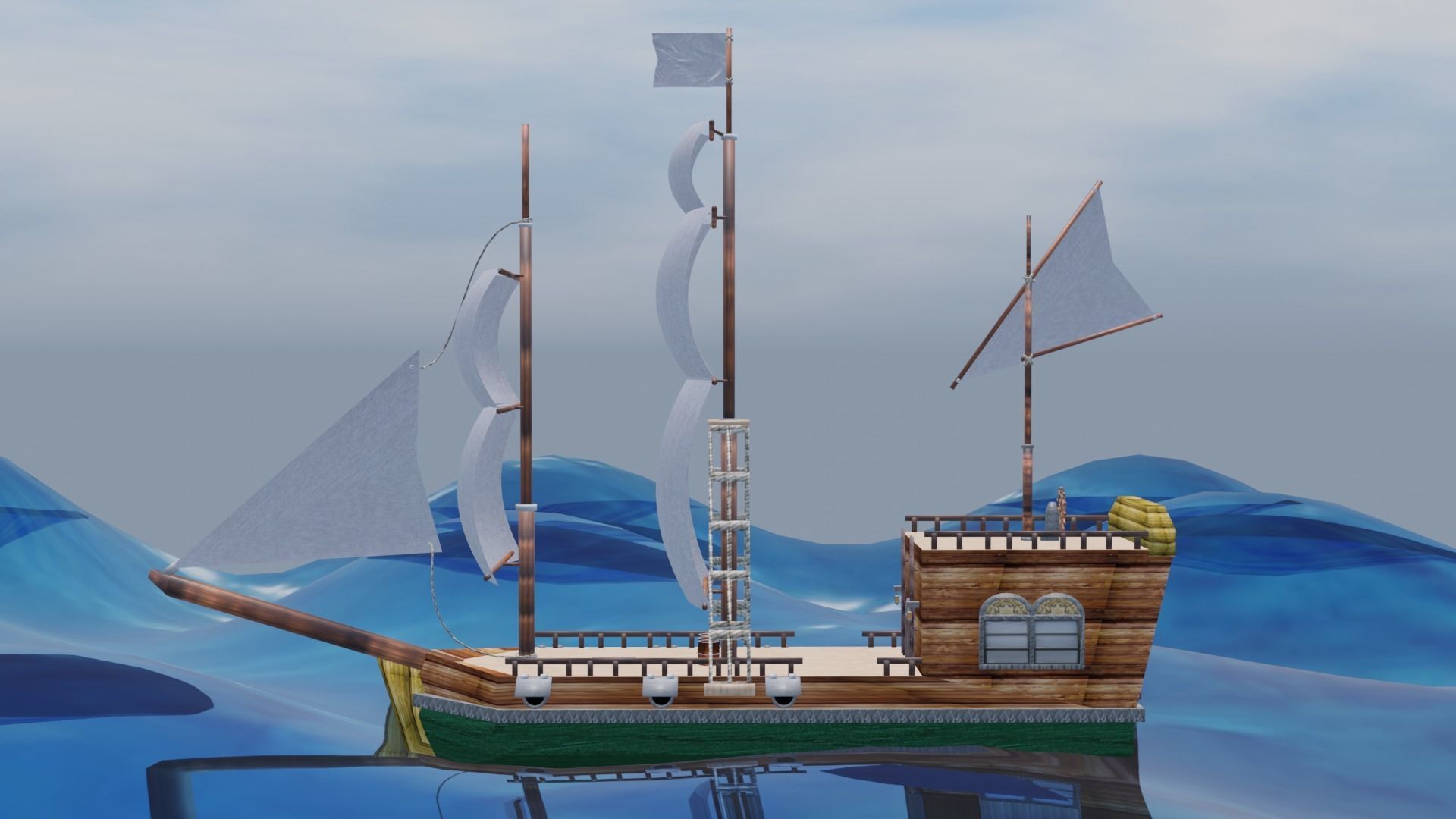 Pirate ship simple free 3D model | CGTrader