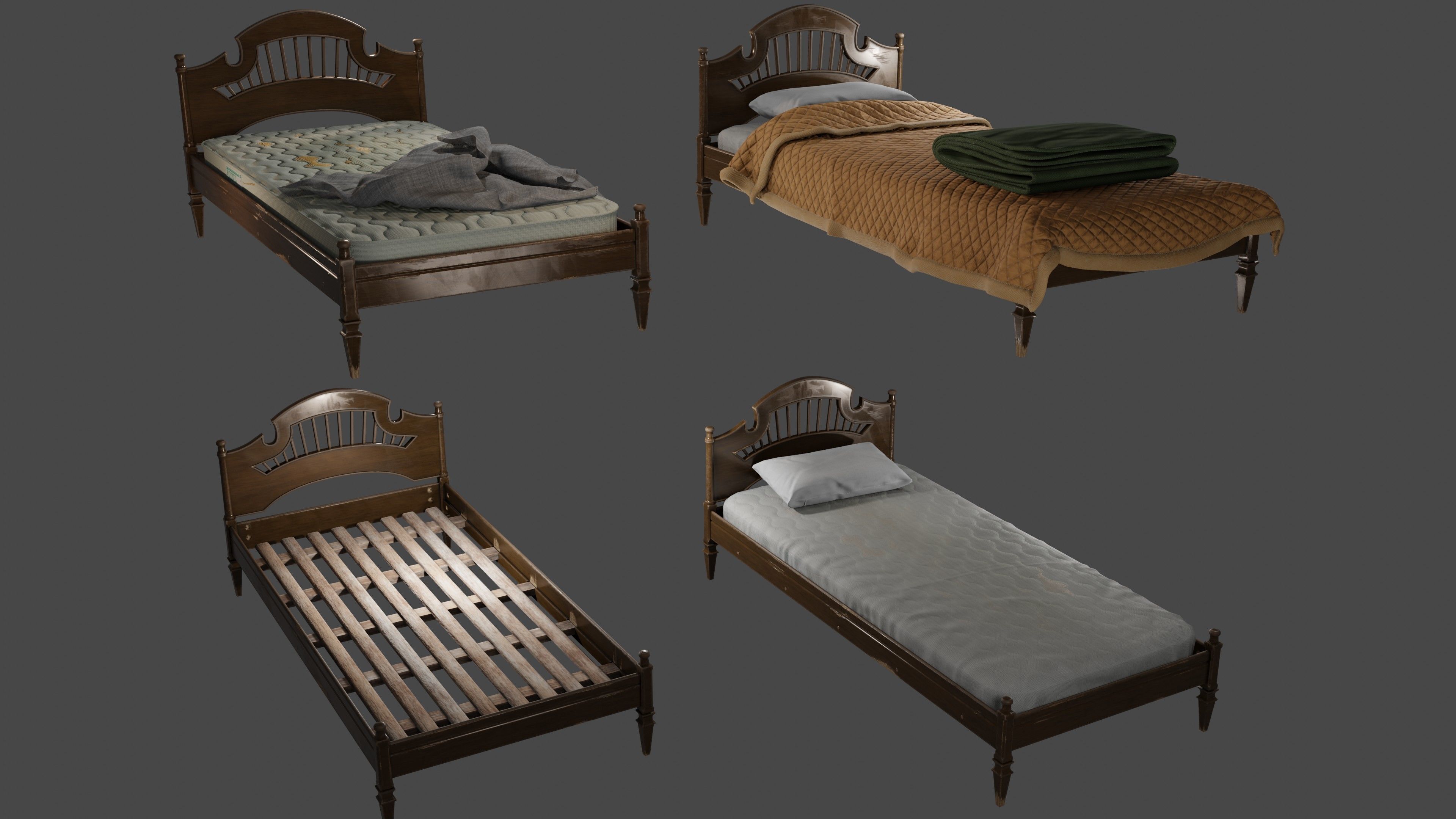 3D model Old Bed Modular VR / AR / low-poly | CGTrader