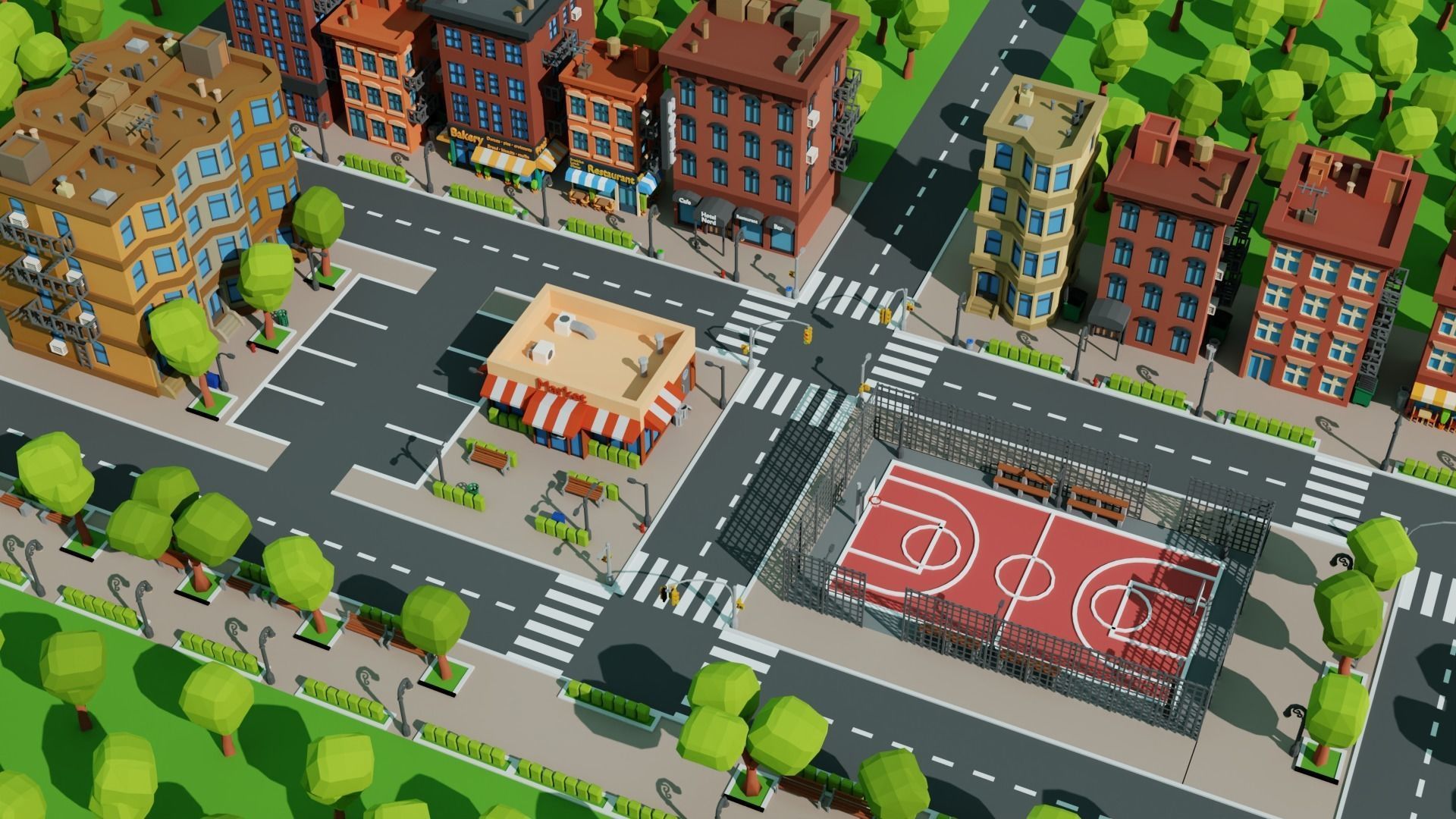 Lowpoly city Brooklyn style 3D model | CGTrader