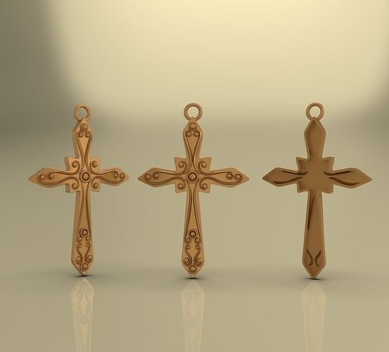 Cross01 gold cross pendant 3D model 3D printable | CGTrader