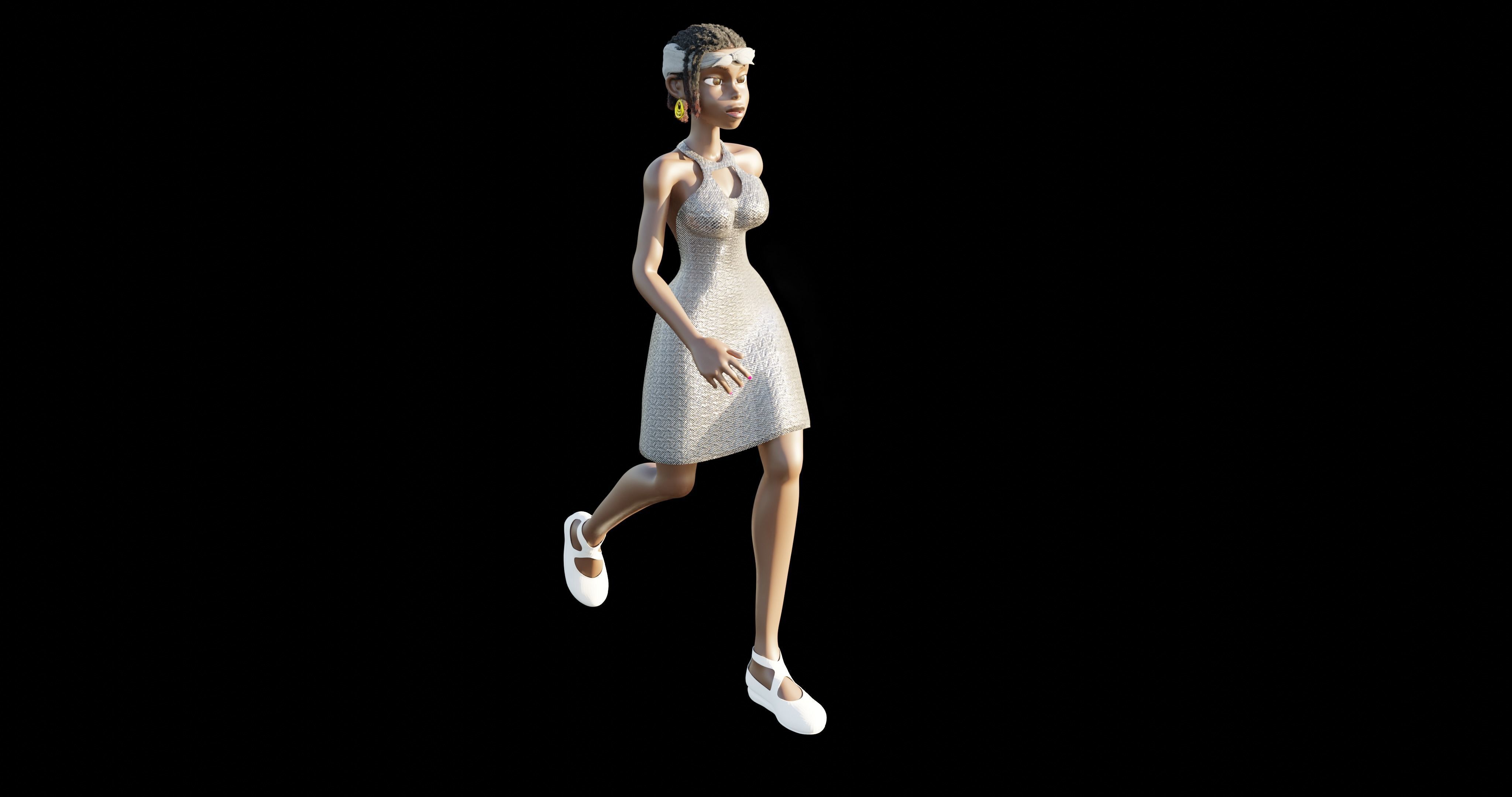 Sandra Model Woman In Dress Running 3d Model Animated Rigged Cgtrader
