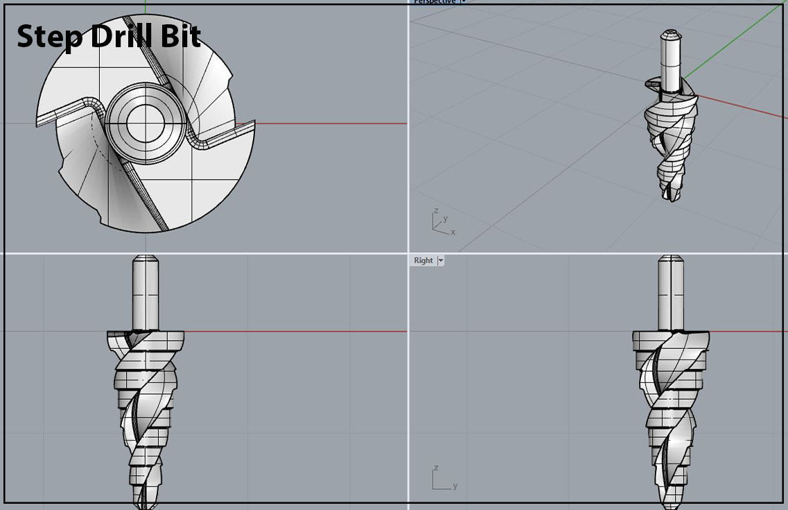 Original Size Step Drill Bit Ready for 3d Print model 3D model 3D ...