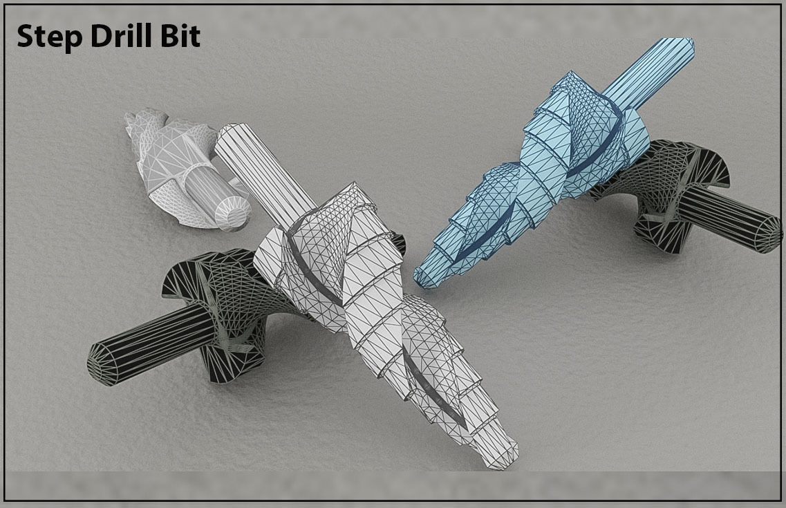 Original Size Step Drill Bit Ready for 3d Print model 3D model 3D ...
