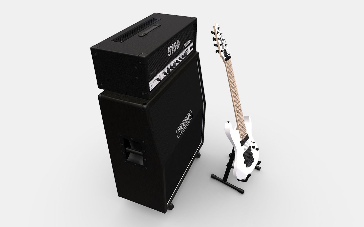 Metal Guitar Amp Stack Stage 3D model | CGTrader
