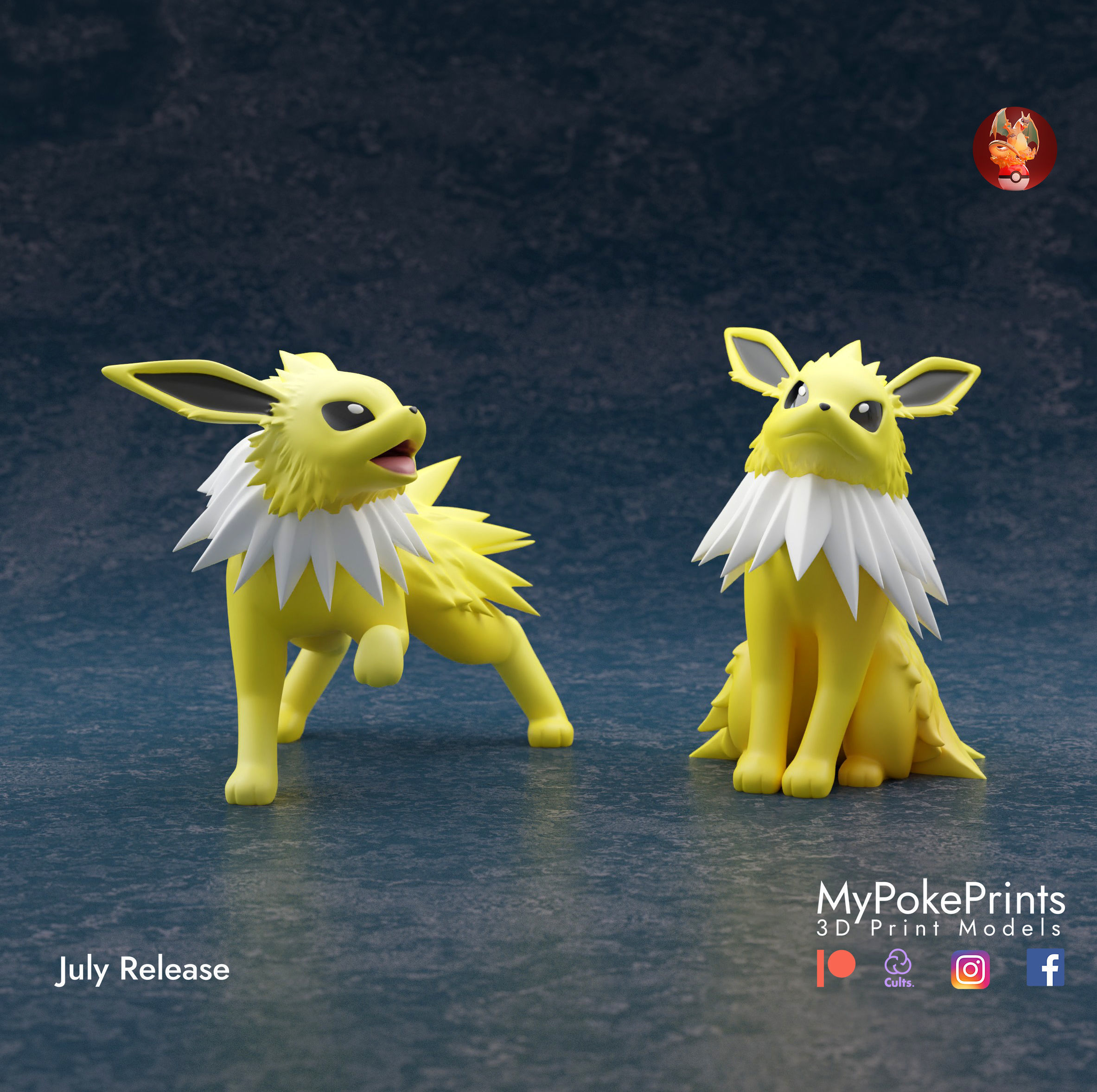 JOLTEON 3 POSES - PRE-SUPPORTED EEVEELUTION POKEMON 3D model 3D ...