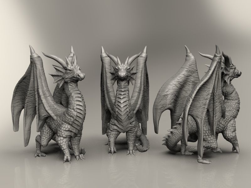 Dragon02 three dragons 3D model 3D printable | CGTrader