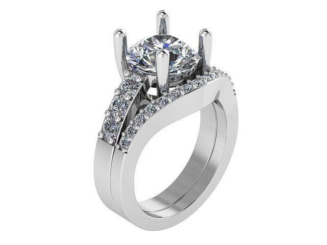 Round Diamond Ring With Shadow Band 1049 3D model 3D printable | CGTrader
