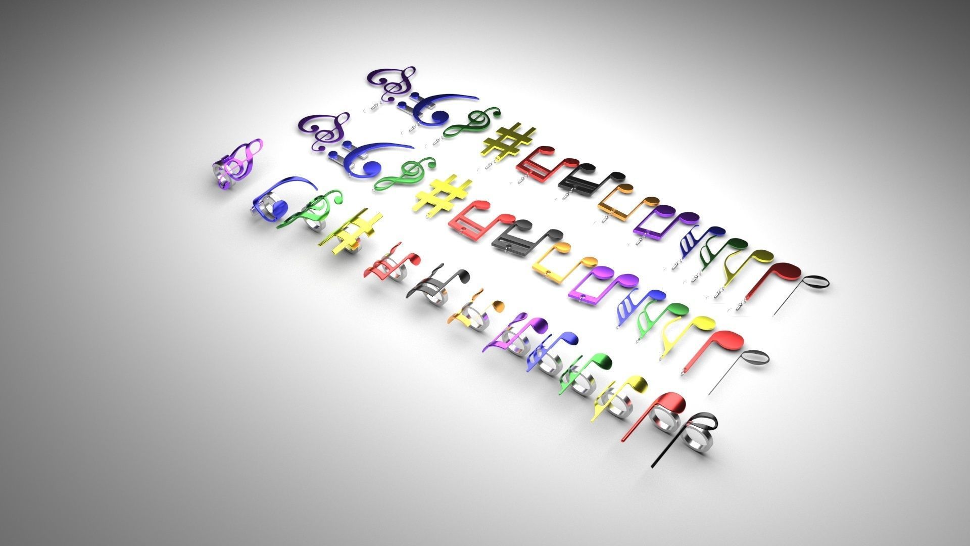 Music Notes Jewelries Collection 3D model 3D printable | CGTrader