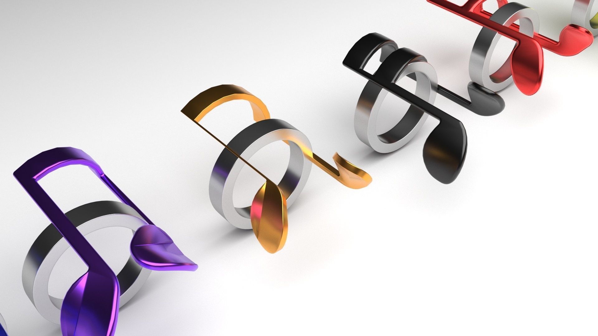 Music Notes Jewelries Collection 3D model 3D printable | CGTrader