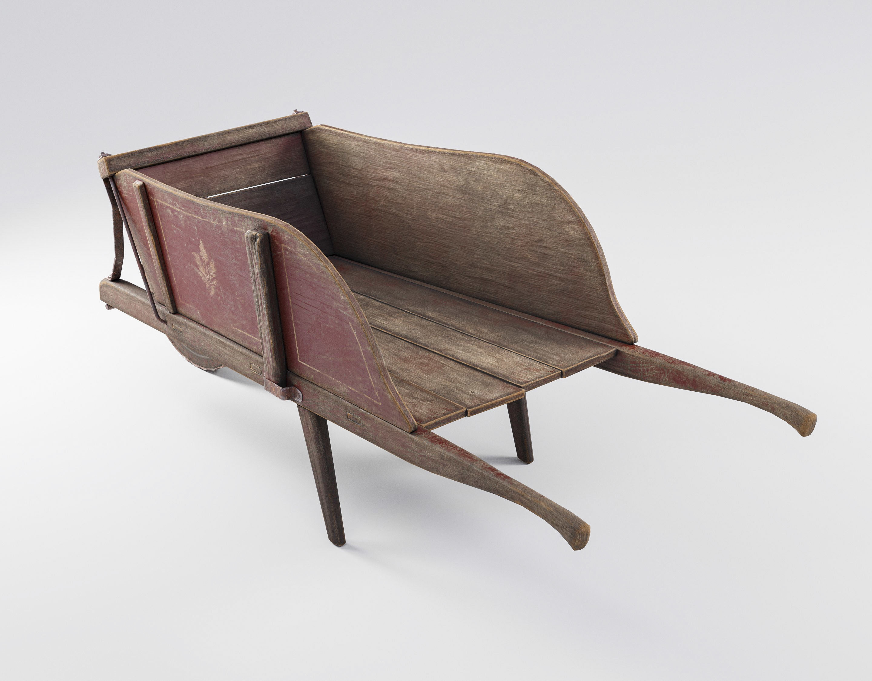 Antique wooden wheelbarrow free VR / AR / low-poly 3D model | CGTrader