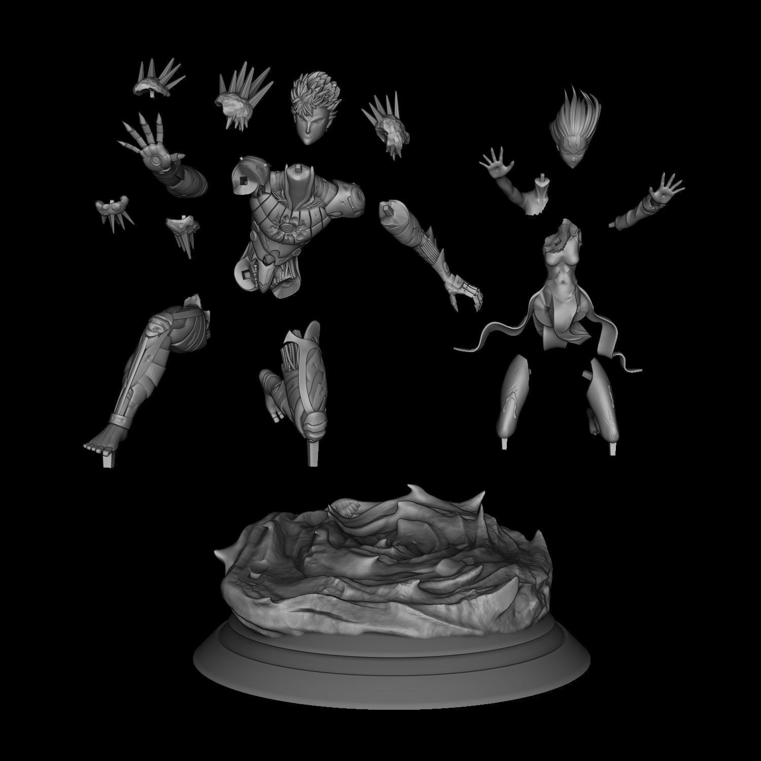 Genos and Tatsumaki - One Punch Man 3D model 3D printable | CGTrader