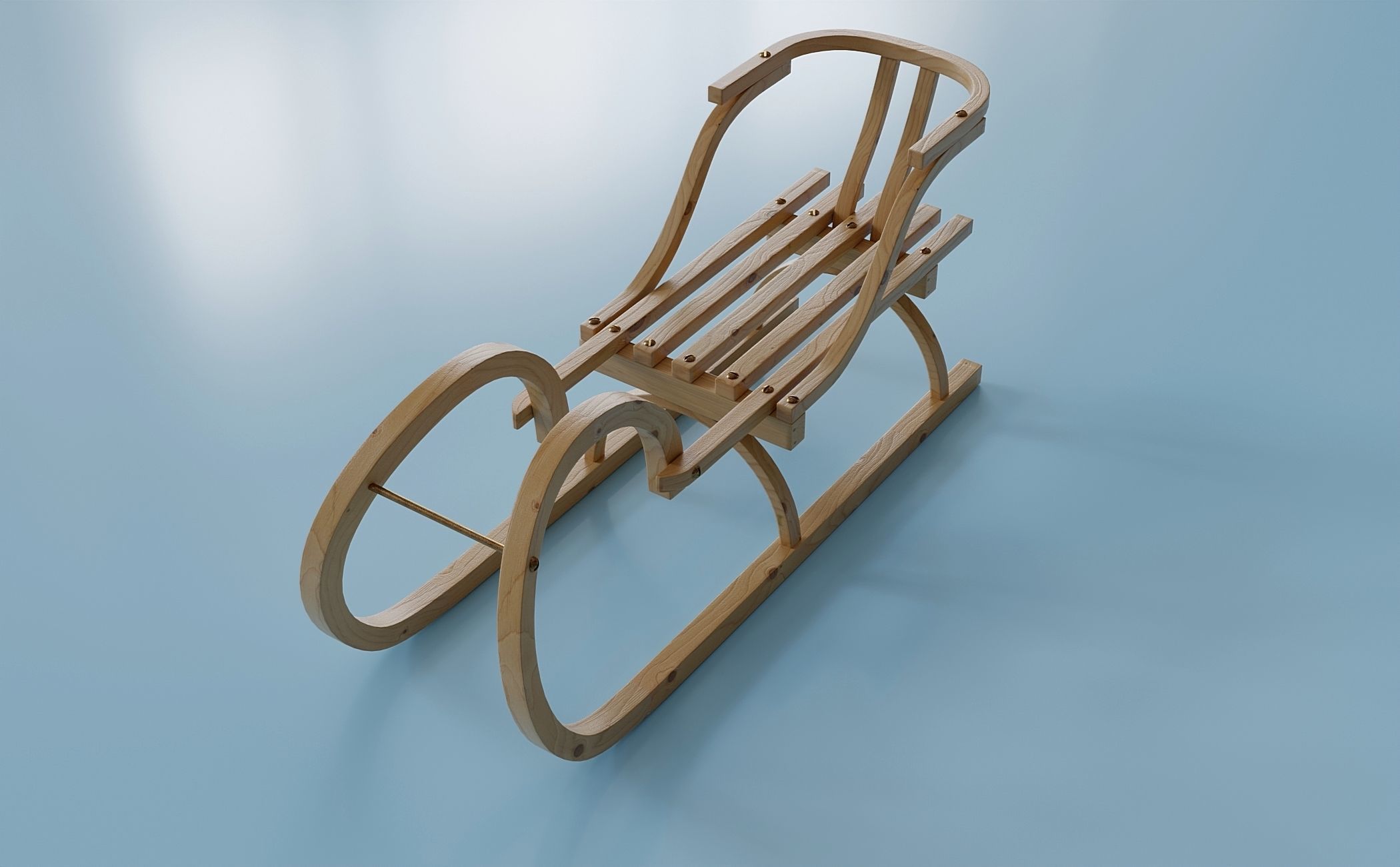 Traditional classic wooden sledge 3D model | CGTrader