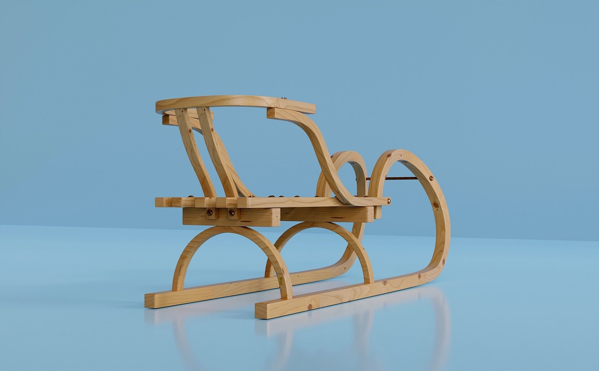 Traditional classic wooden sledge 3D model | CGTrader