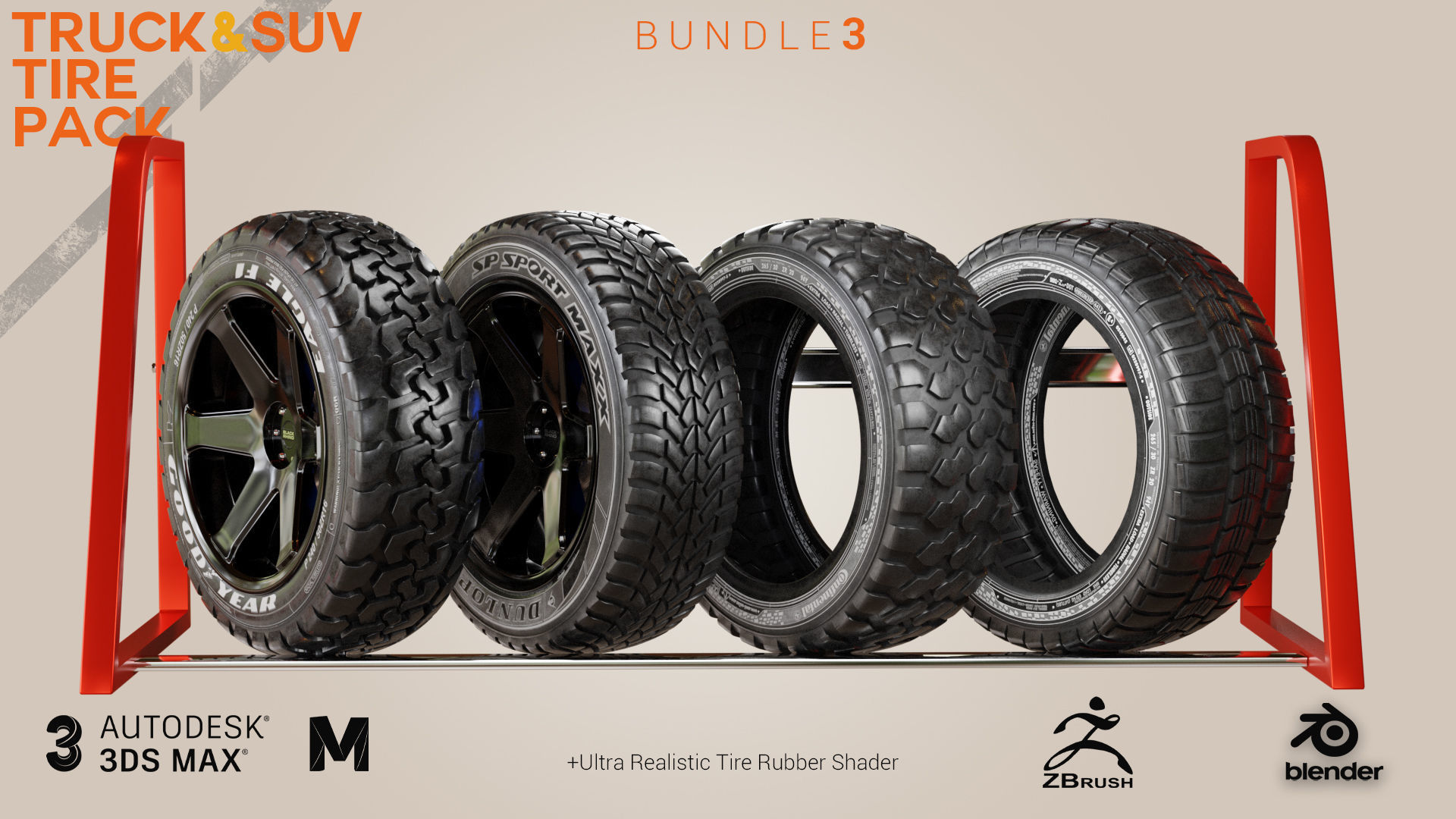 3D model TRUCK - SUV Tire Pack Bundle 3 VR / AR / low-poly | CGTrader