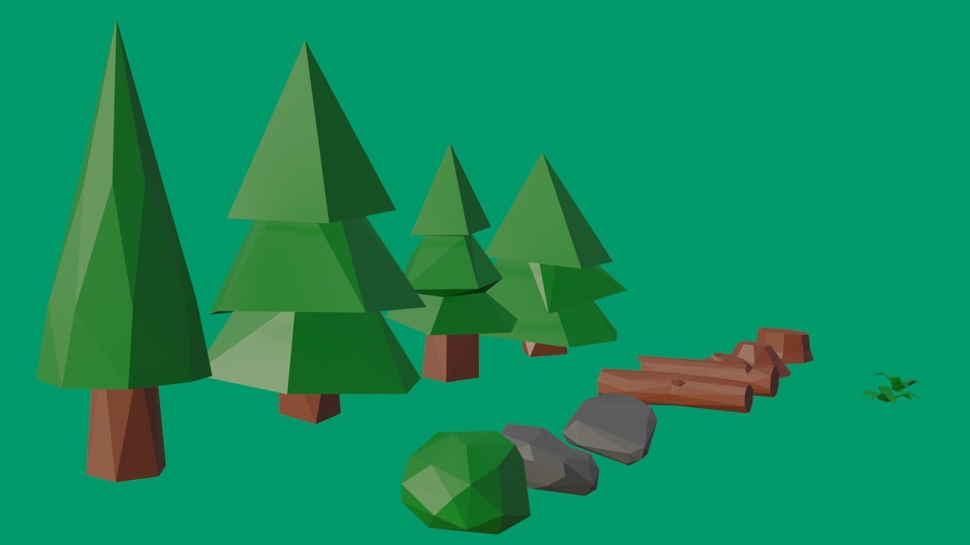 Lowpoly Nature Assets Pack free VR / AR / low-poly 3D model | CGTrader