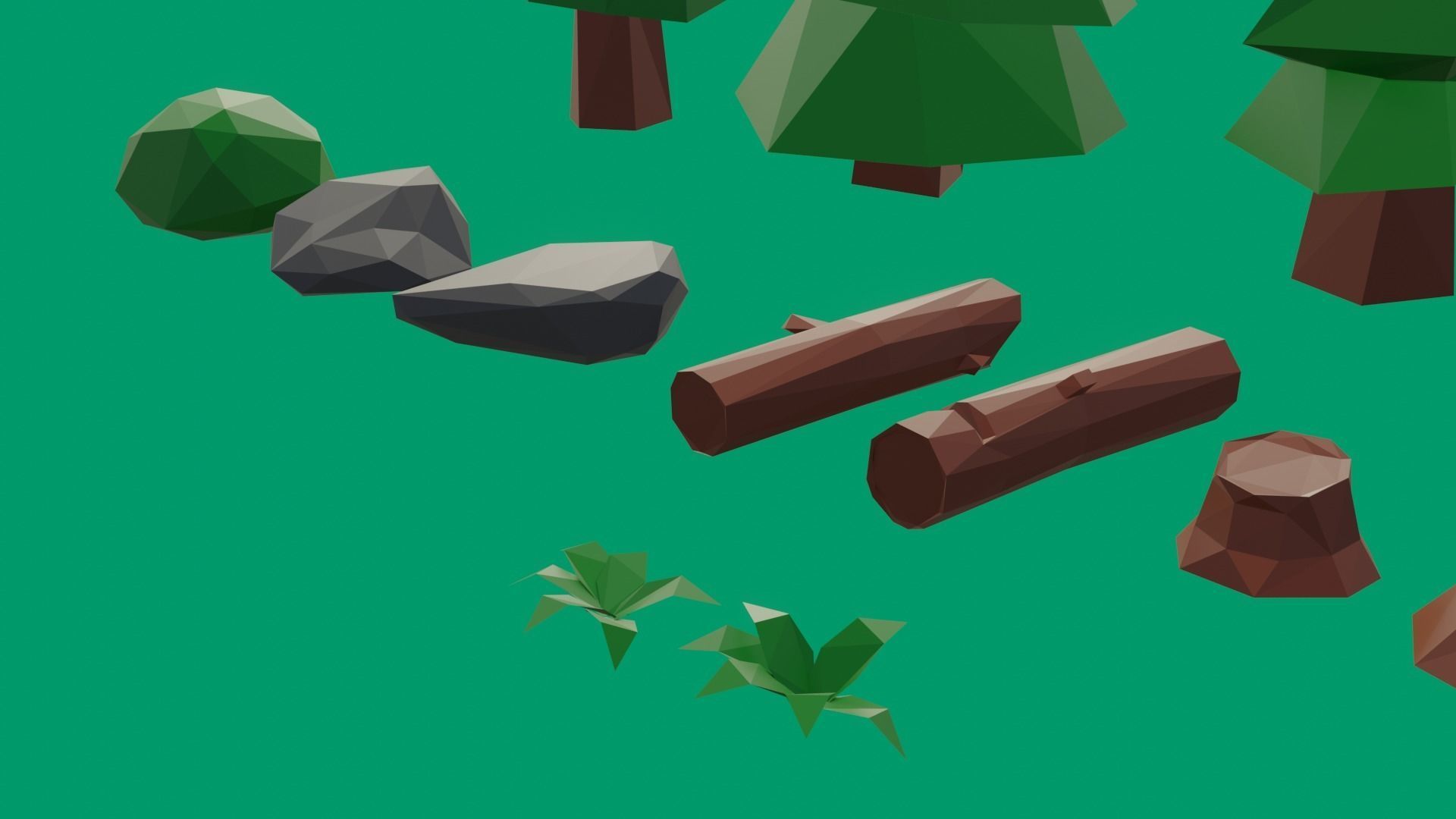 Lowpoly Nature Assets Pack free VR / AR / low-poly 3D model | CGTrader