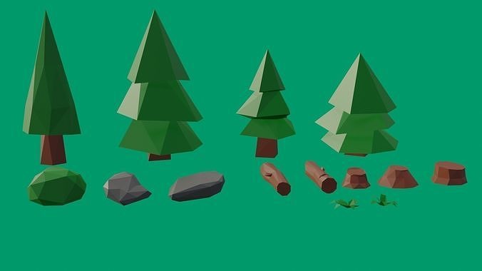 Lowpoly Nature Assets Pack free VR / AR / low-poly 3D model | CGTrader