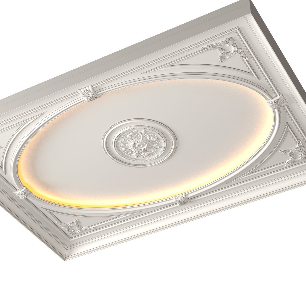 Coffered round ceiling with lighting in a classic style 3D model | CGTrader