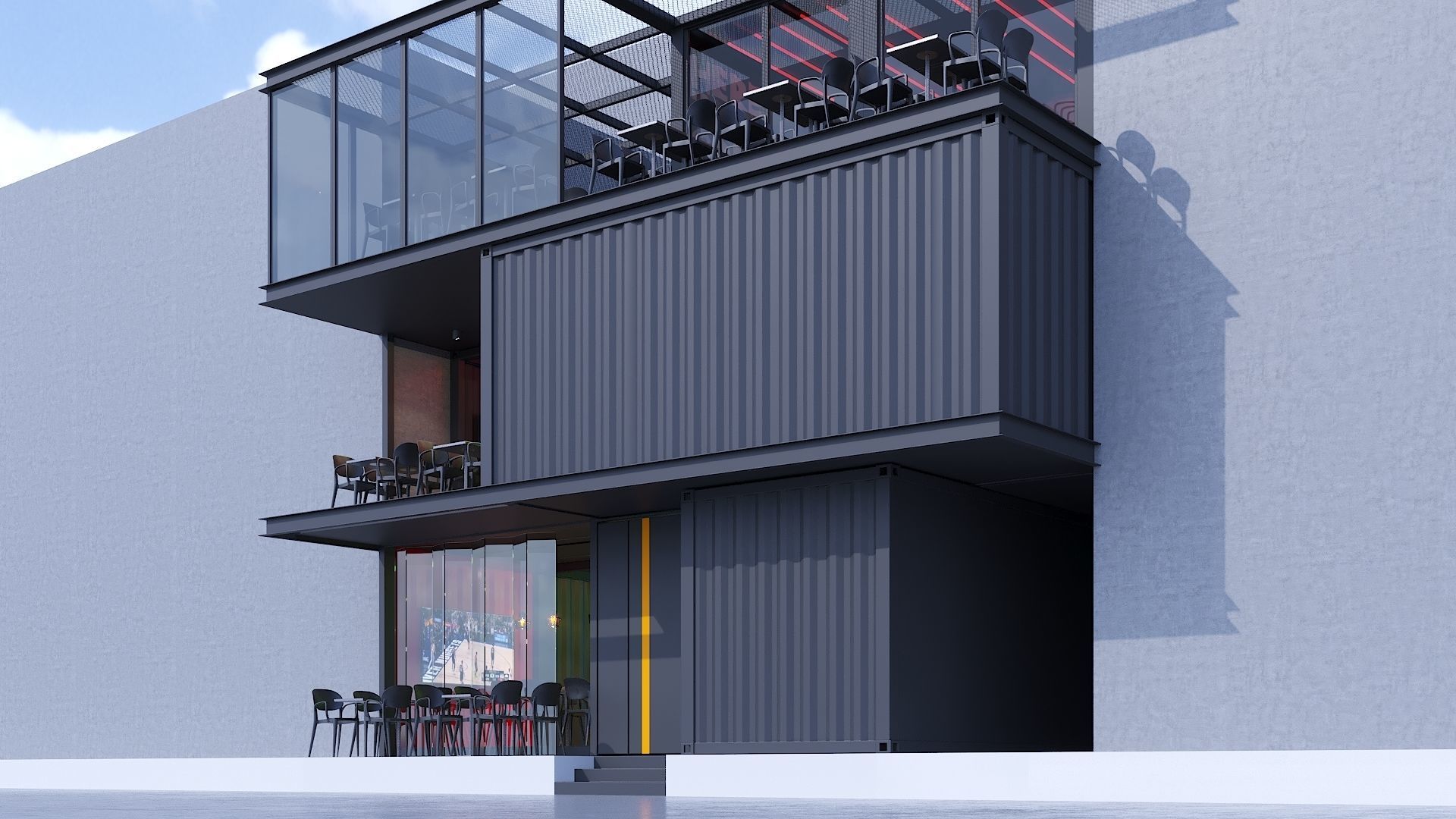 Container Sports Bar 3D Model Scene 3D model | CGTrader