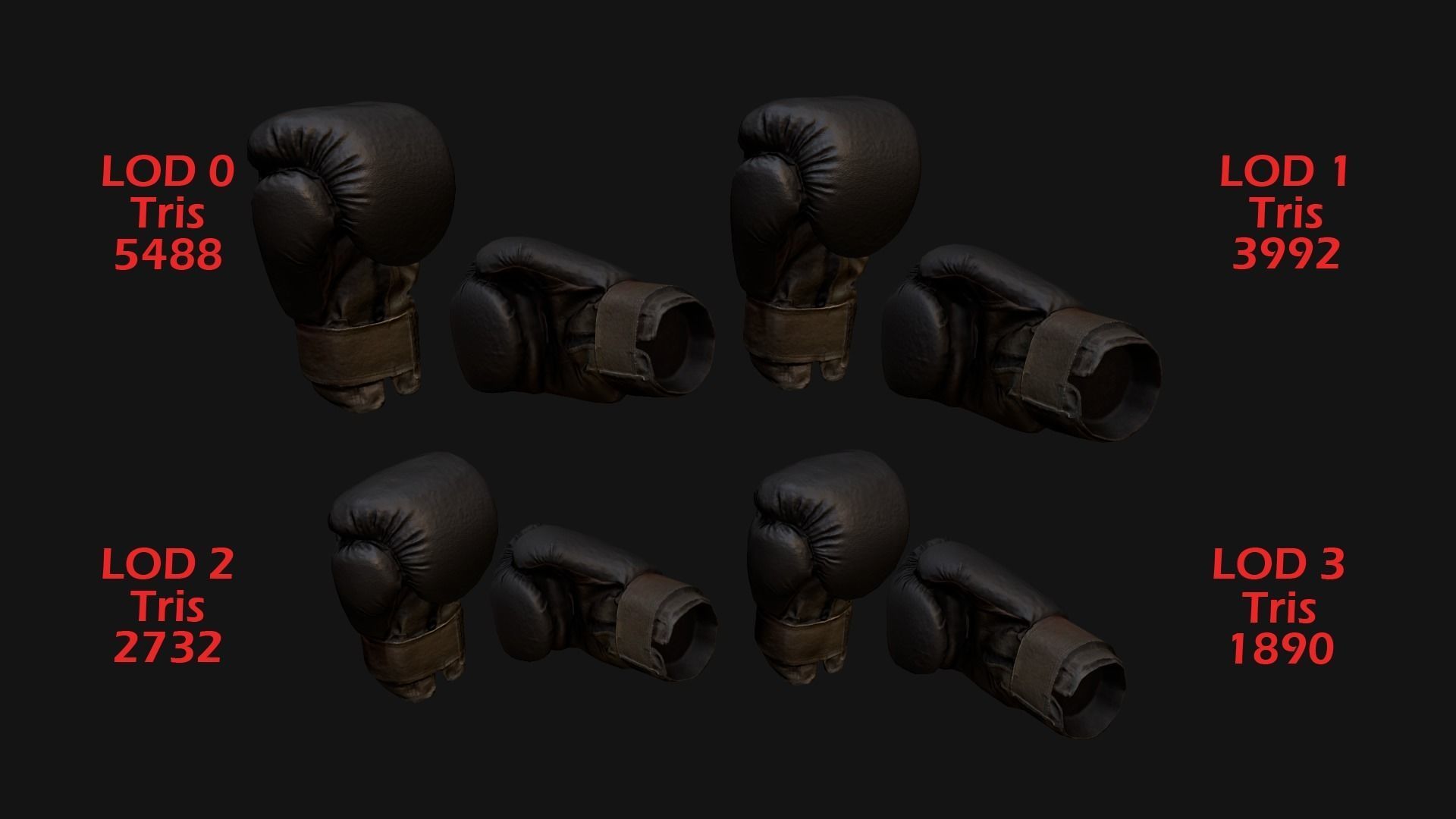 3D model Boxing Gloves Black VR / AR / low-poly | CGTrader