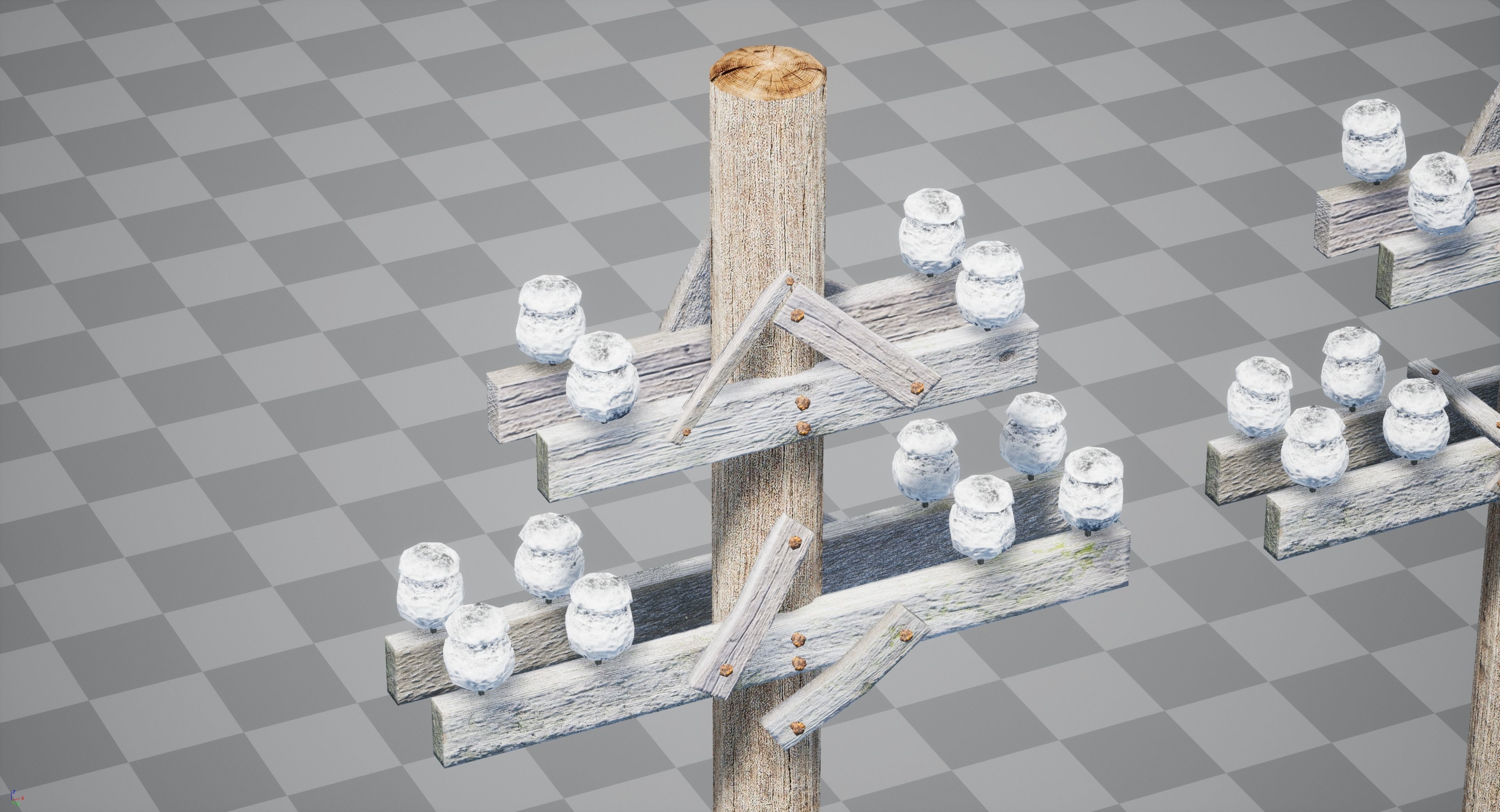 3D model Low-poly PBR Wood Electricity Wires Poles Set VR / AR / low ...