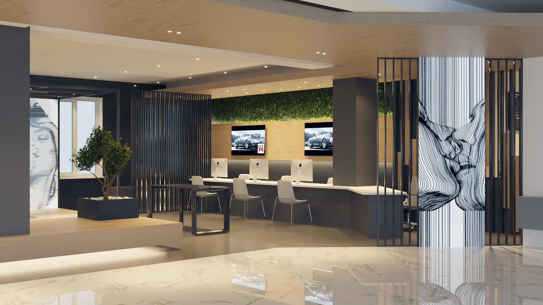 Modern Reception Area 3D Model Interior Scene 3D model | CGTrader