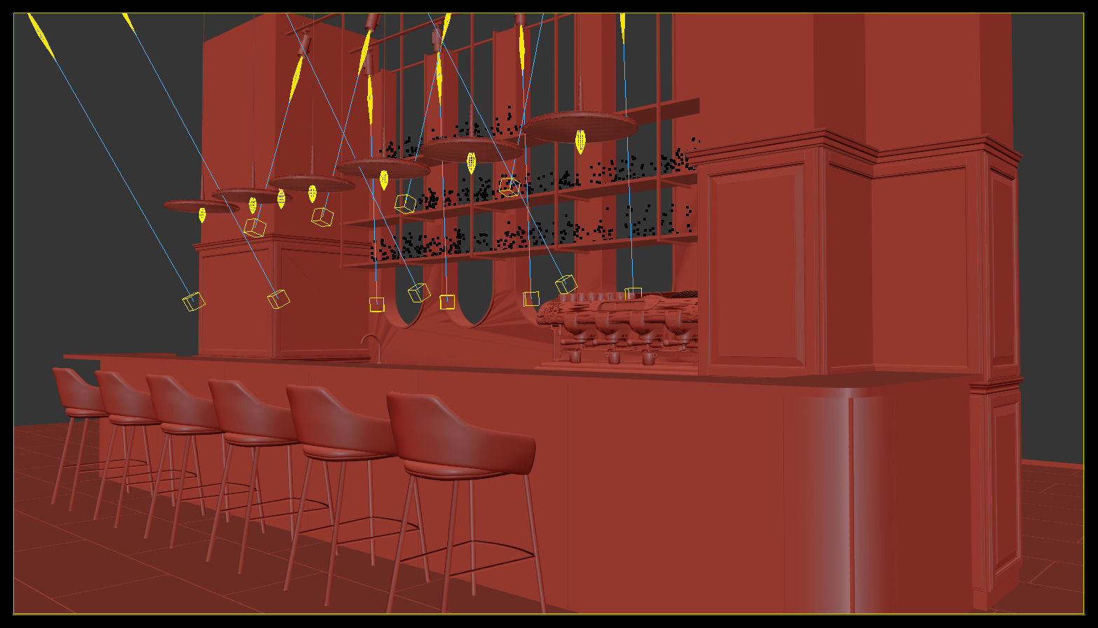 Restaurants Bar Counter Area 3D Interior Scene 3D model | CGTrader