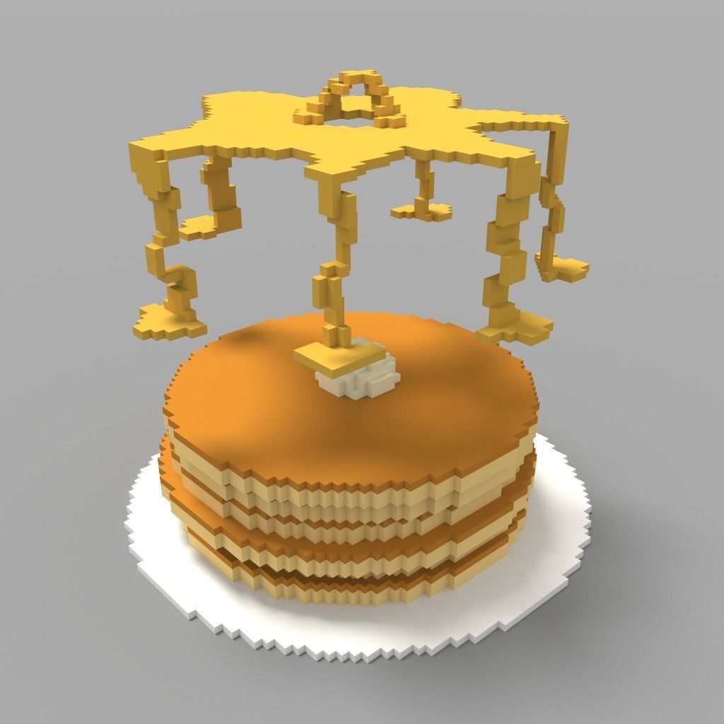 Voxel Breakfast Food Pancakes with Butter and Syrup 3D model | CGTrader