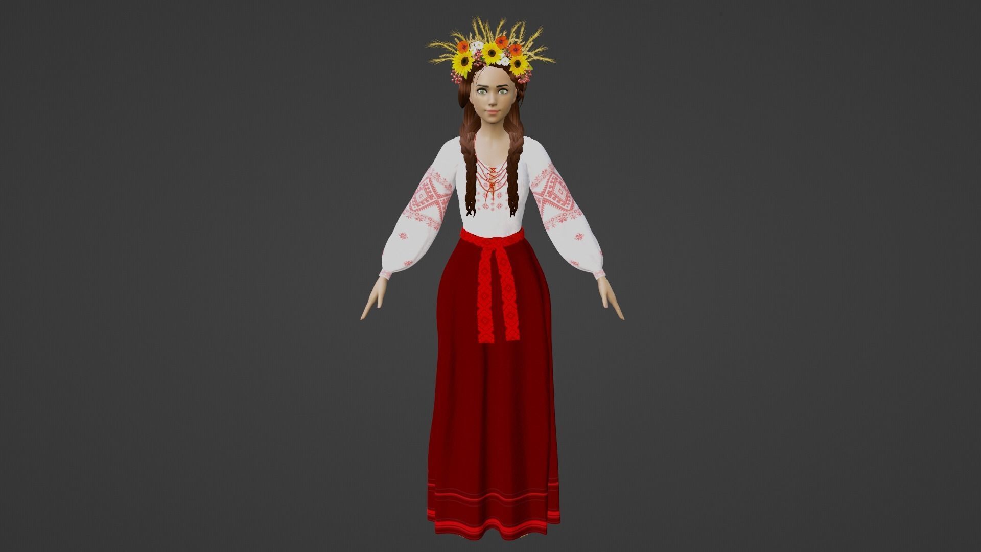 Ukrainian girl 3D model rigged | CGTrader