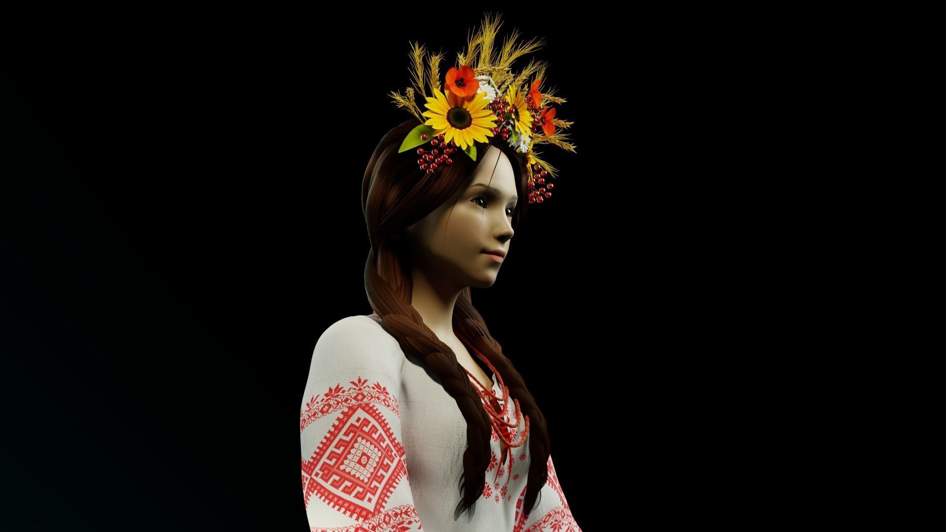 Ukrainian girl 3D model rigged | CGTrader