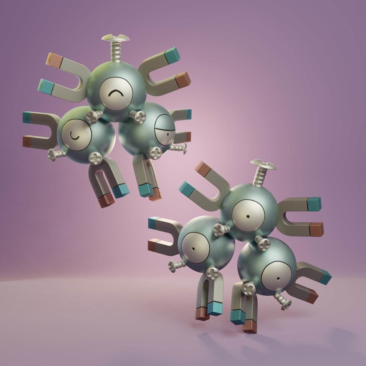 Pokemon - Magneton with 2 poses 3D model 3D printable | CGTrader
